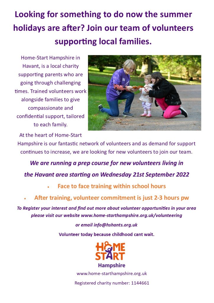 Volunteer Today - Home start Hampshire - Oaklands Catholic School and ...