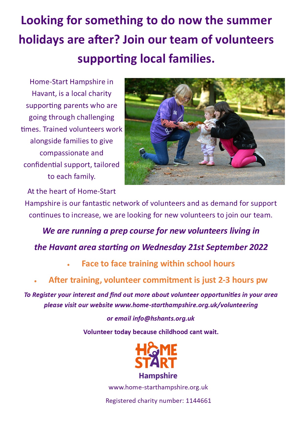 Volunteer Today - Home start Hampshire - Oaklands Catholic School and ...