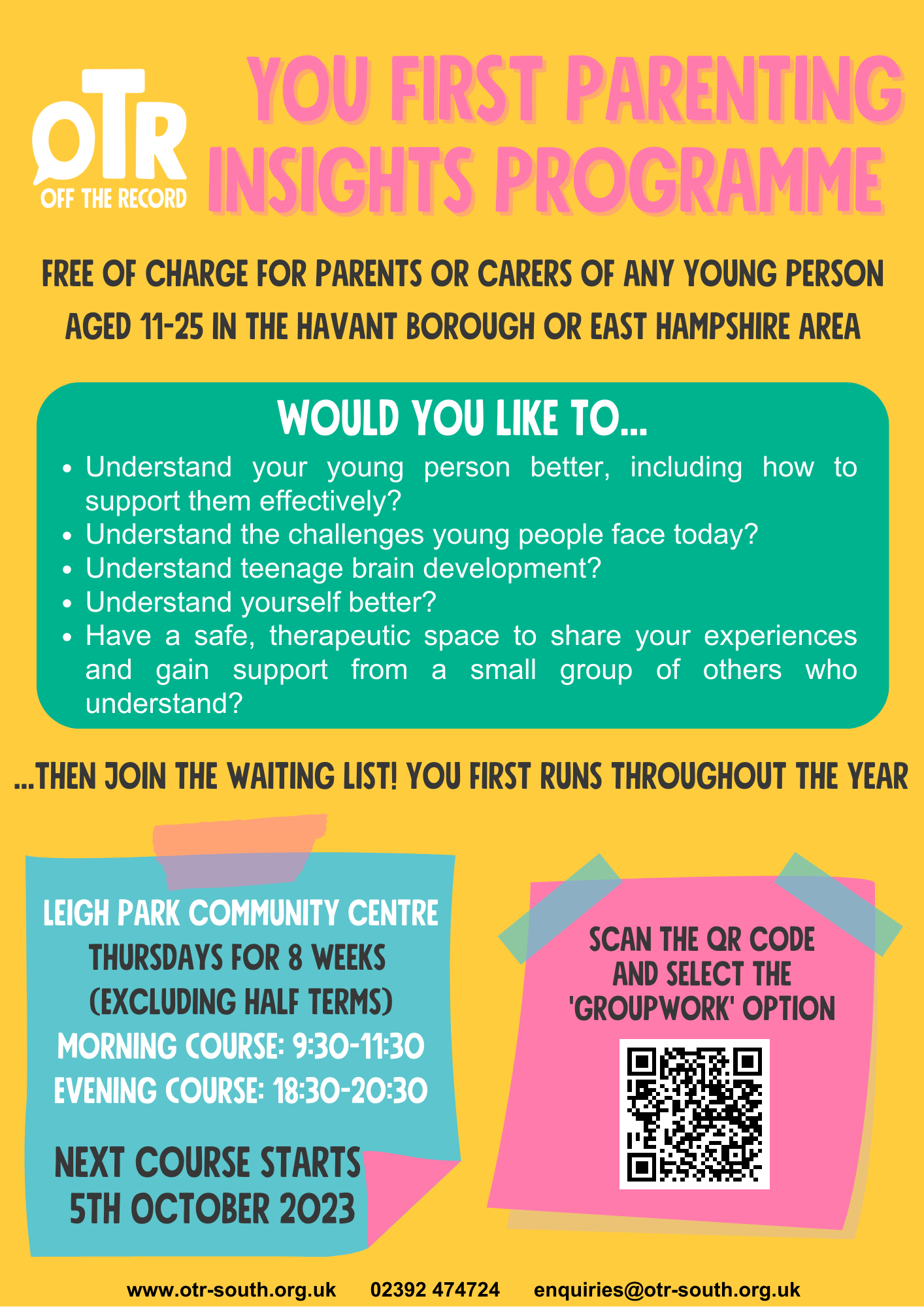 OTR : You First Parenting Insights Programme - Oaklands Catholic School and Sixth Form College